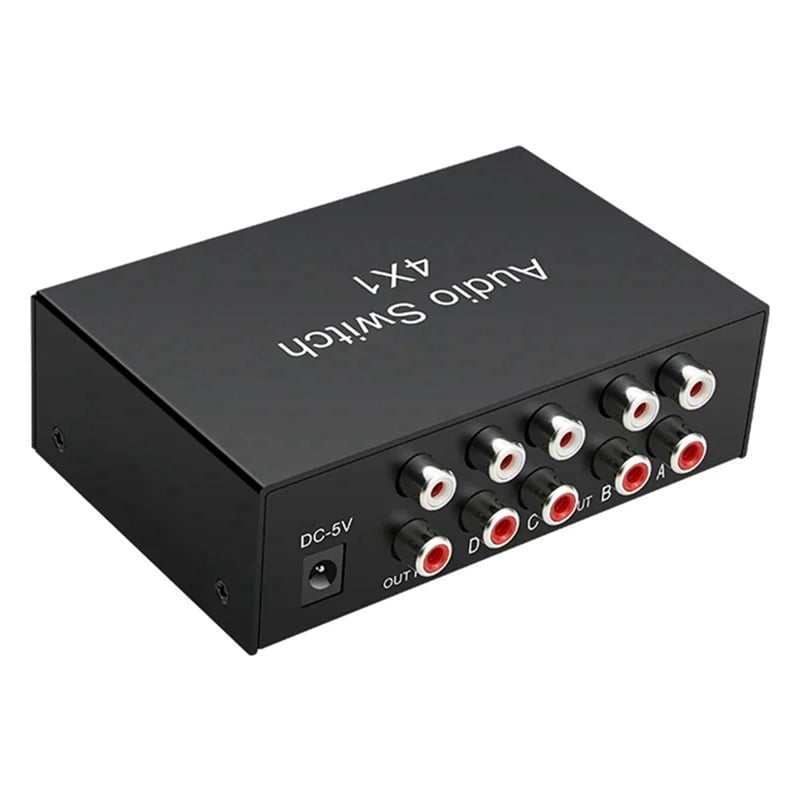 4 Way L/R Stereo Audio Switch 4 in 1 Out Audio Switcher Sound Channel ...