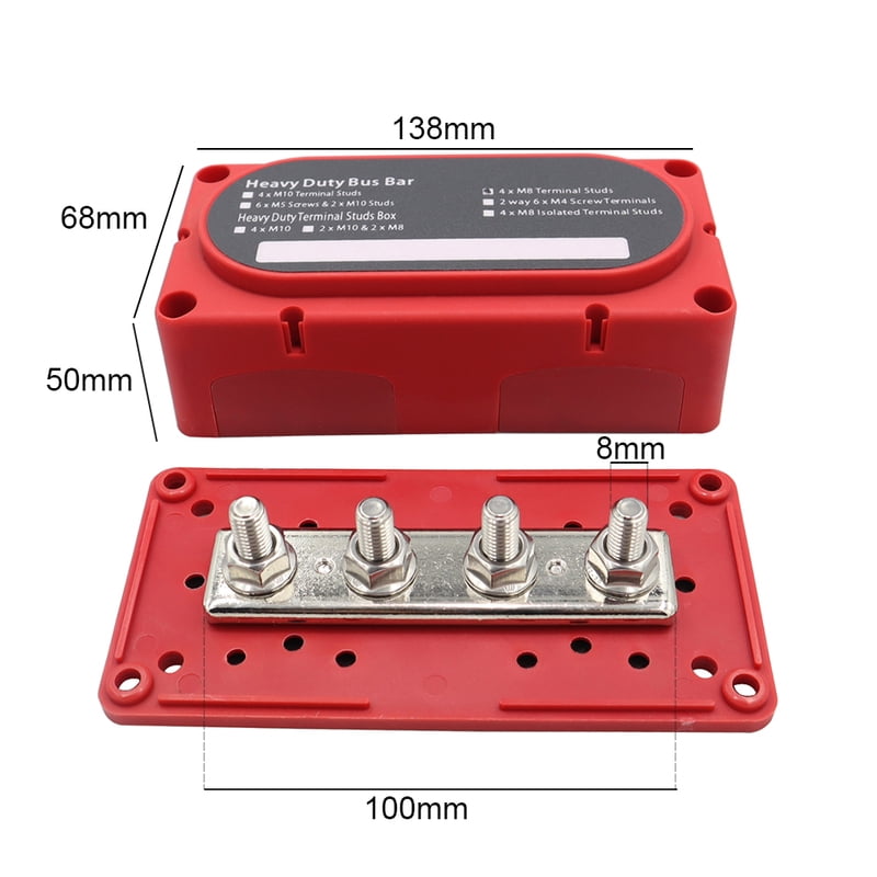 4 Way M8 Terminal Bus Bar Box Board 300A High Current Busbar Cable ...