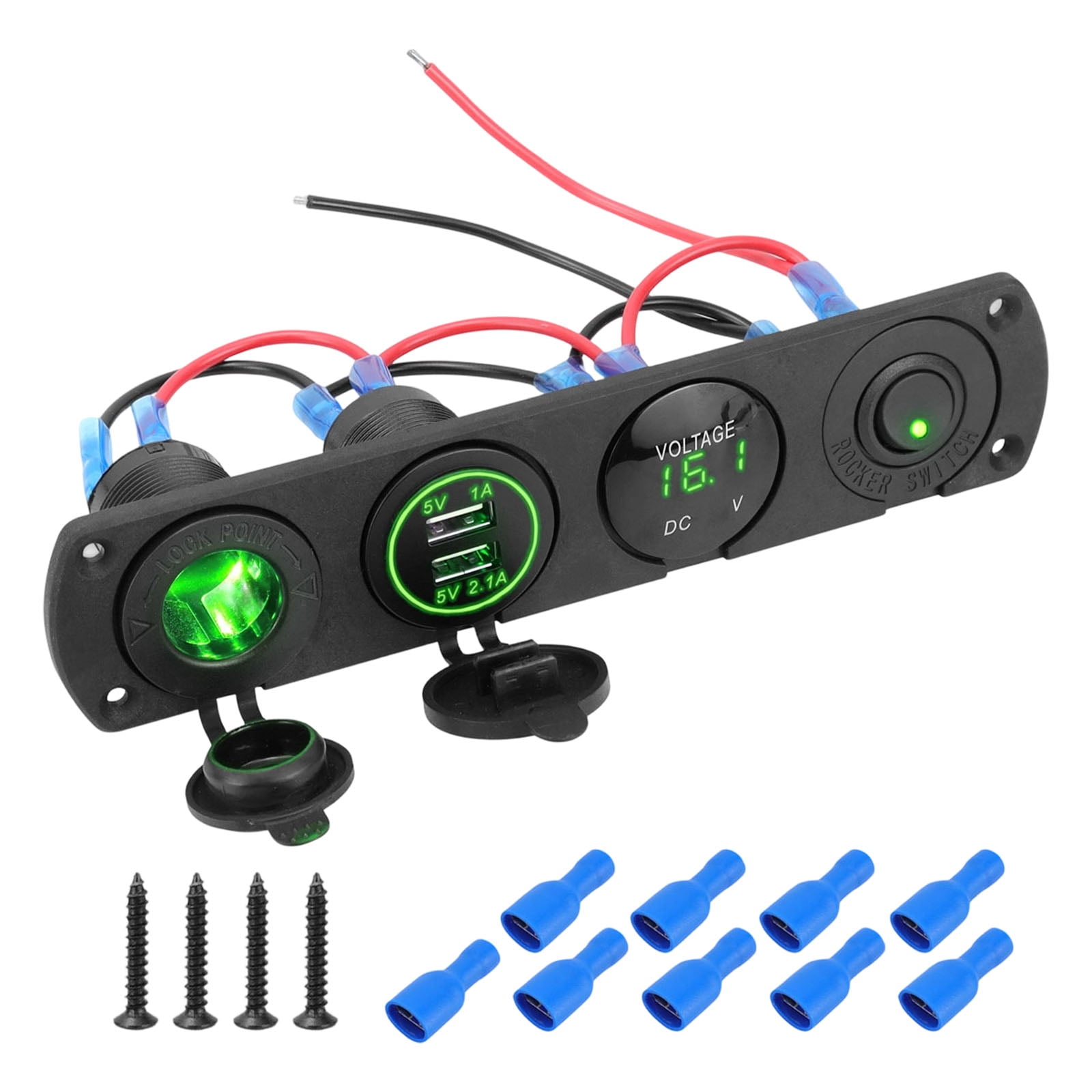 4-Way Marine Control Panel With USB Ports And LED Power Meter For Boats ...