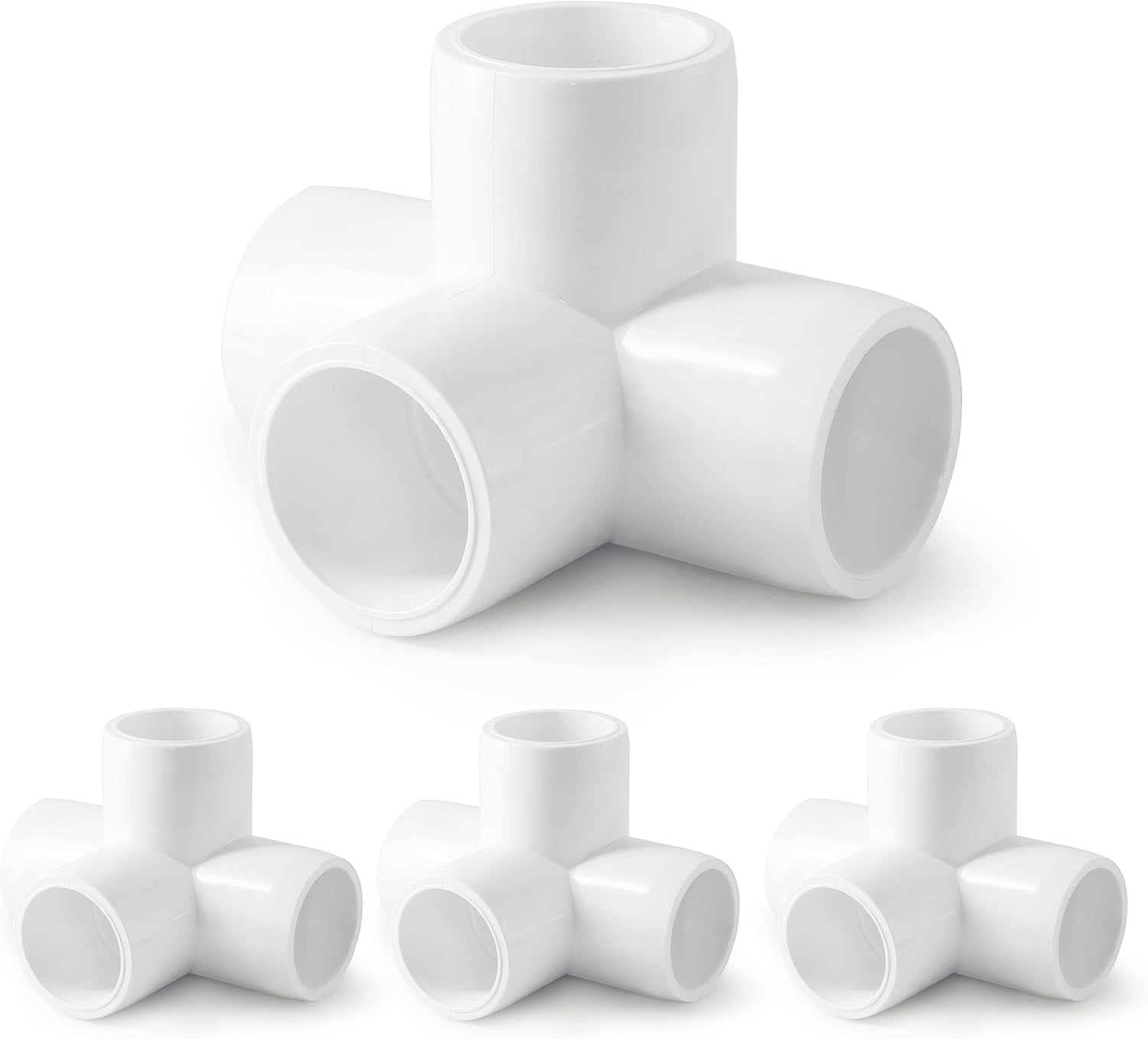 4 Way PVC Pipe Fittings 1/2 Inch, White PVC Elbow Corner Side Outlet ...