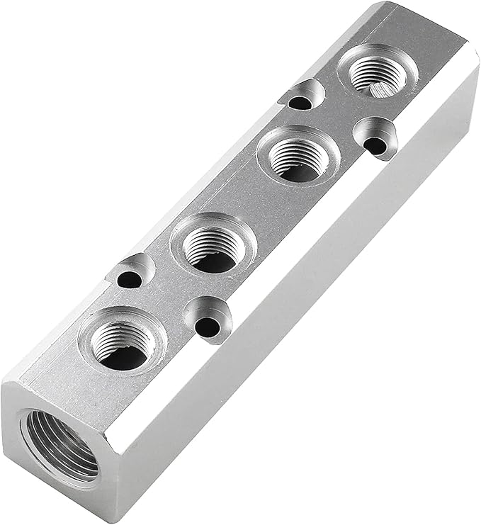 4 Way Pneumatic Manifold Air Distribution Block, G1/2 Supply Port, G1/4 ...