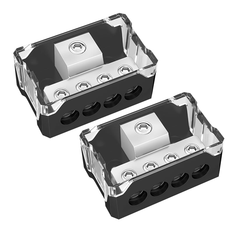 4 Way Power Distribution Block Car Audio 0/2/4 Gauge Input 4/8/10 Gauge ...