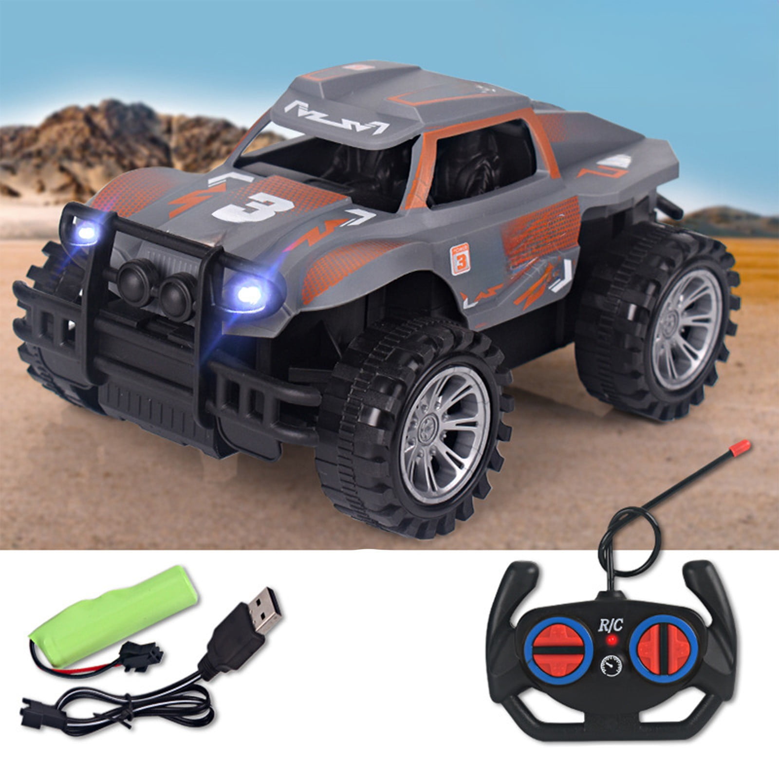 4-Way Remote Control Off-Road Car, Rechargeable Lithium Battery RC Toy ...