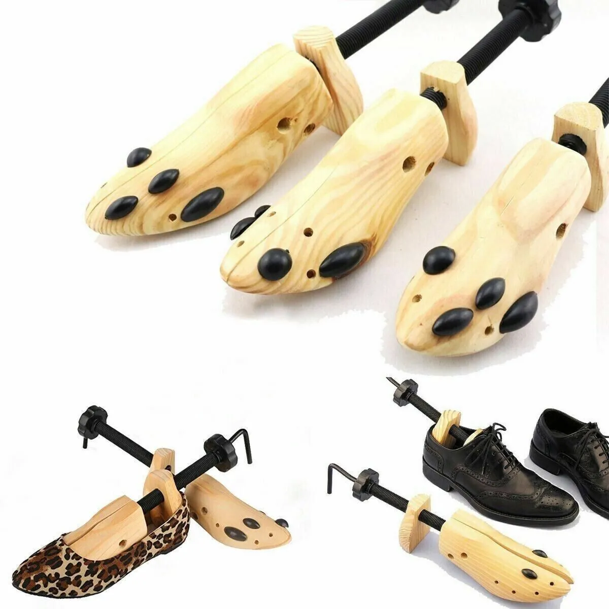 4 Way Shoe Spreader Men's or Women's Shoes Wooden Adjustable Shoe ...