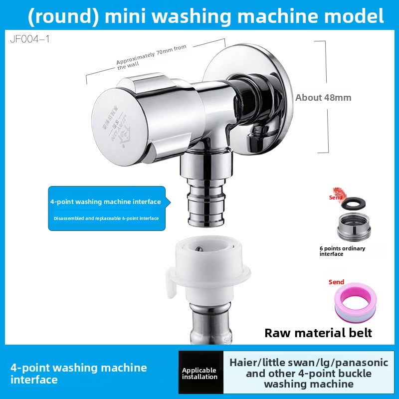 4-Way Stainless Steel Water Splitter, 1/2" NPT Washing Machine Faucet ...