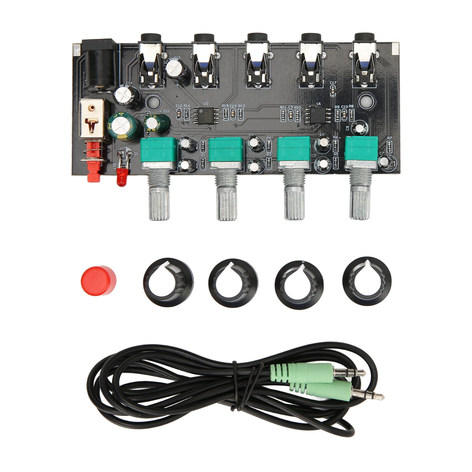 4 Way Stereo Mixer Board 4 In 1 Out Adjustable Volume DIY Sound Source ...