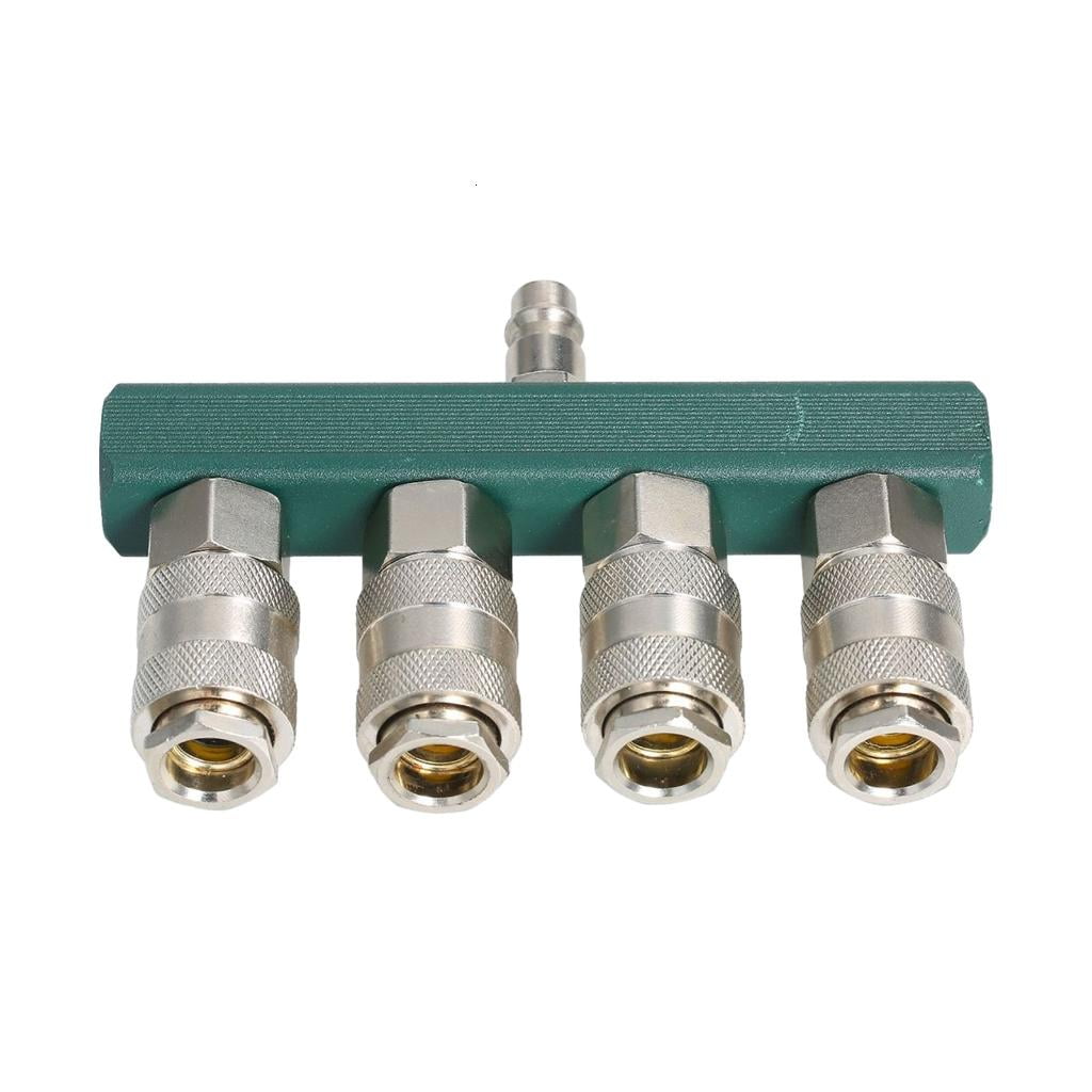4-Way Straight Air Manifold 5 Ports Pneumatic Air Compressor Quick ...