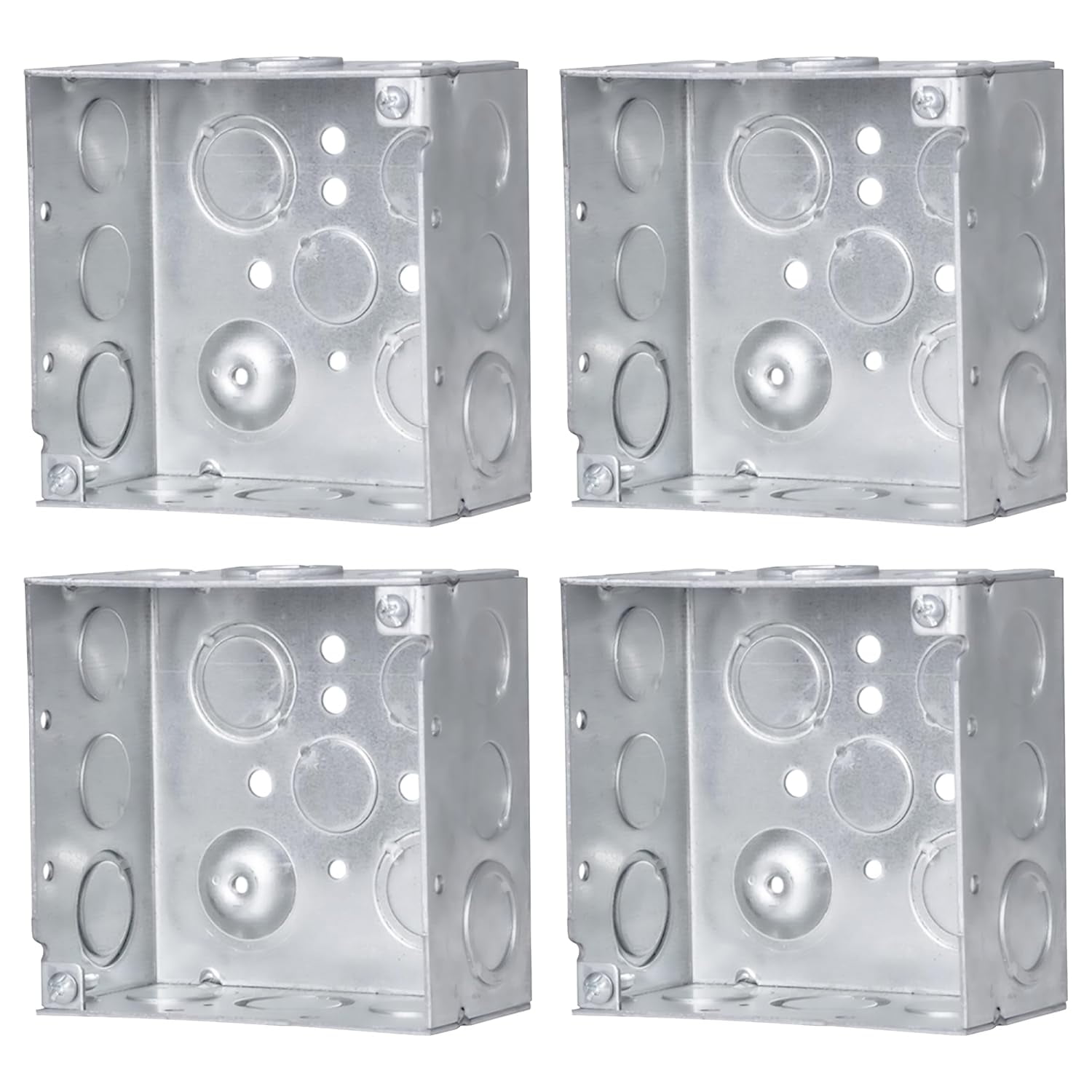 4" Welded Square Electrical Box with 1/2 & 3/4-Inch Knockouts | 2-1/8 ...