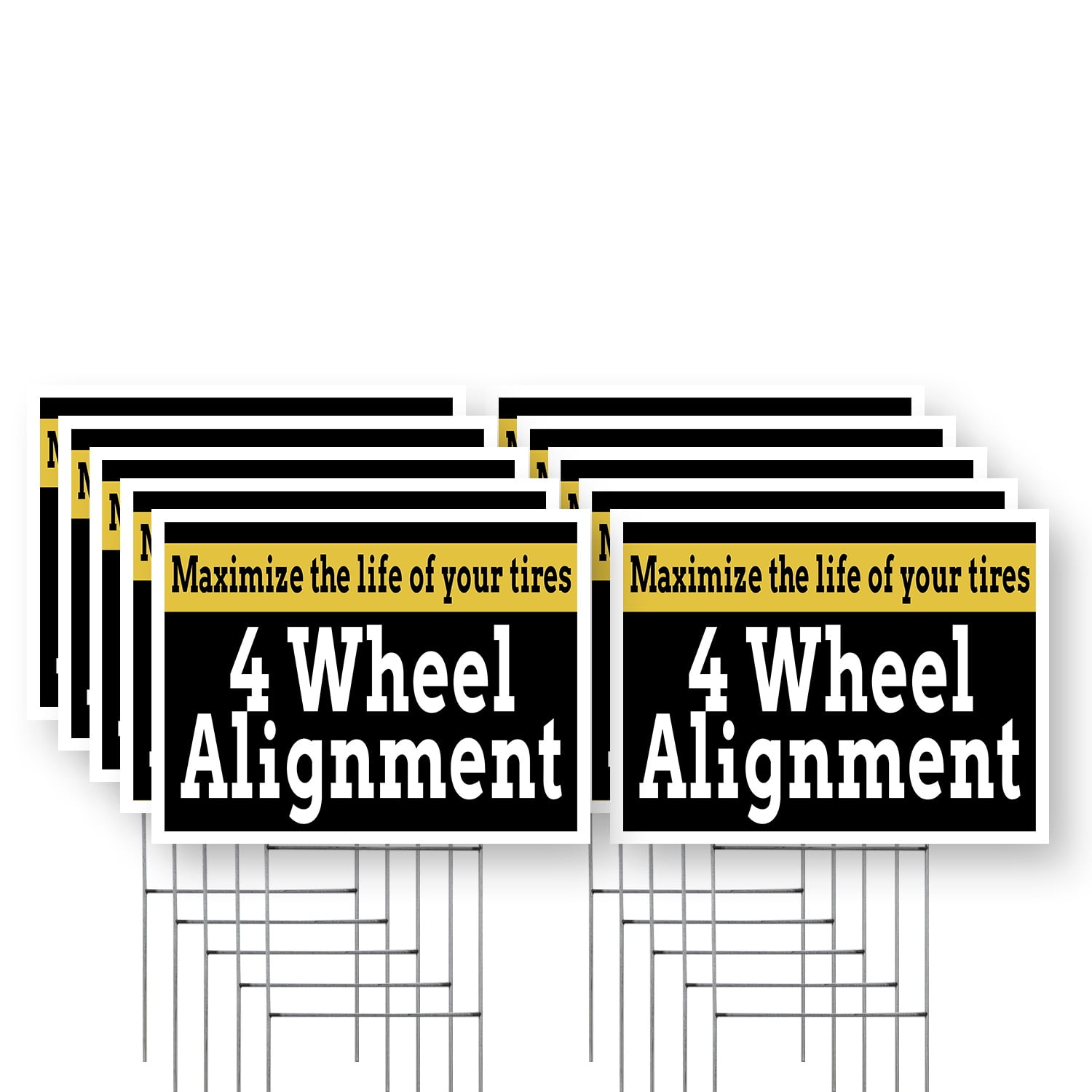 4 Wheel Alignment Yard Sign 10 Pack of 12 Inch x 16 Inch Double Sided ...