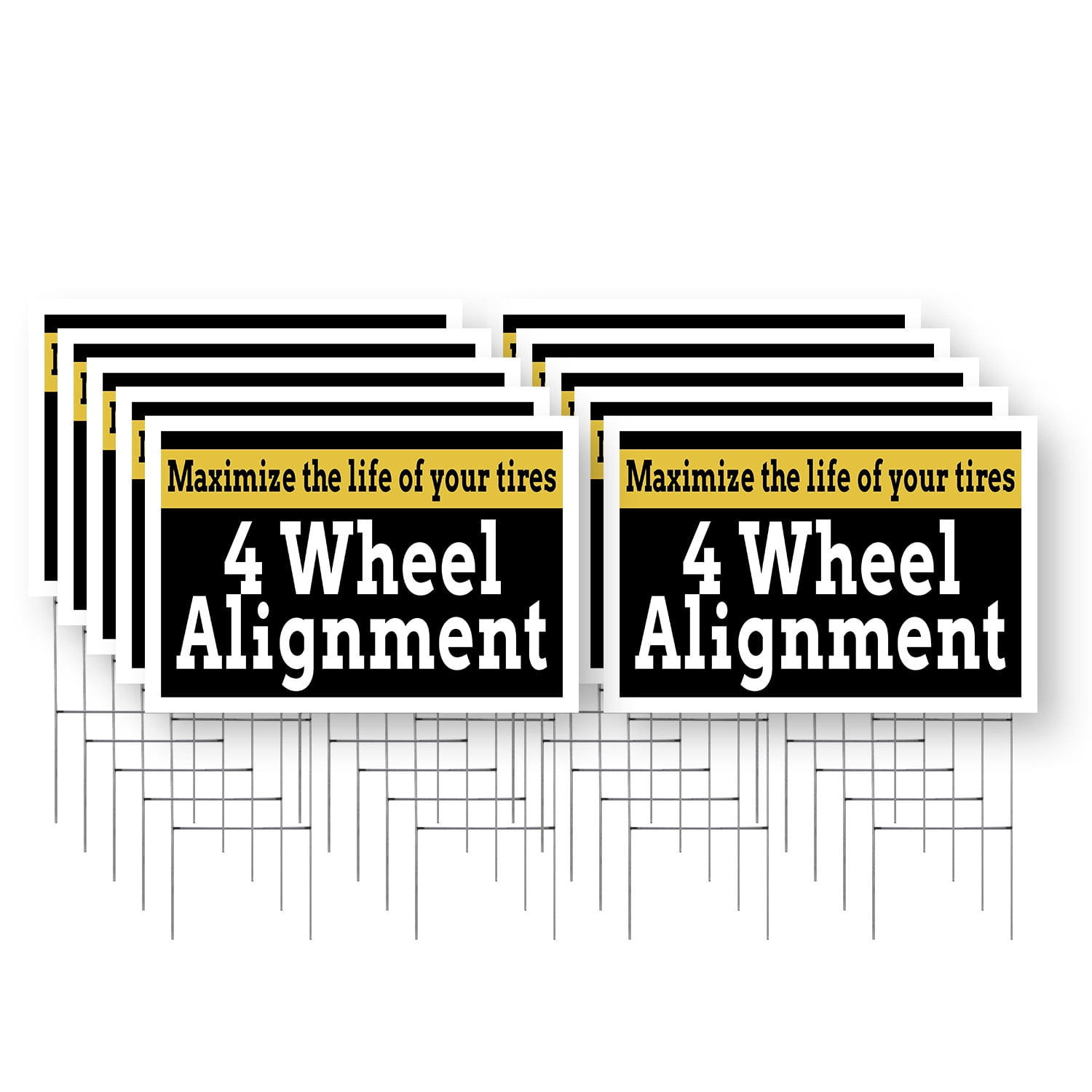 4 Wheel Alignment Yard Sign 10 Pack of 24 Inch x 36 Inch Double Sided ...