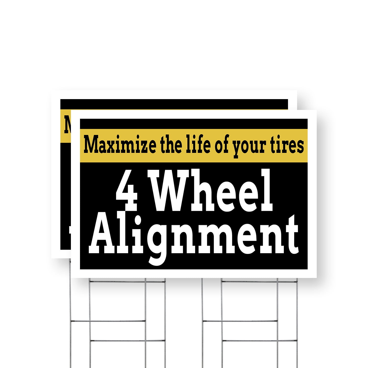 4 Wheel Alignment Yard Sign 2 Pack of 24 Inch x 36 Inch Double Sided ...