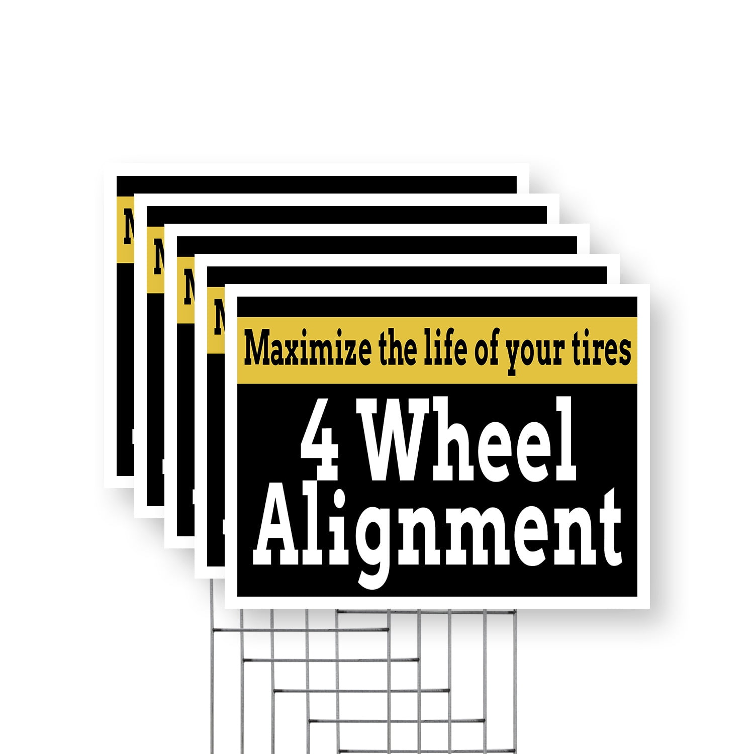 4 Wheel Alignment Yard Sign 5 Pack of 12 Inch x 16 Inch Single Sided ...