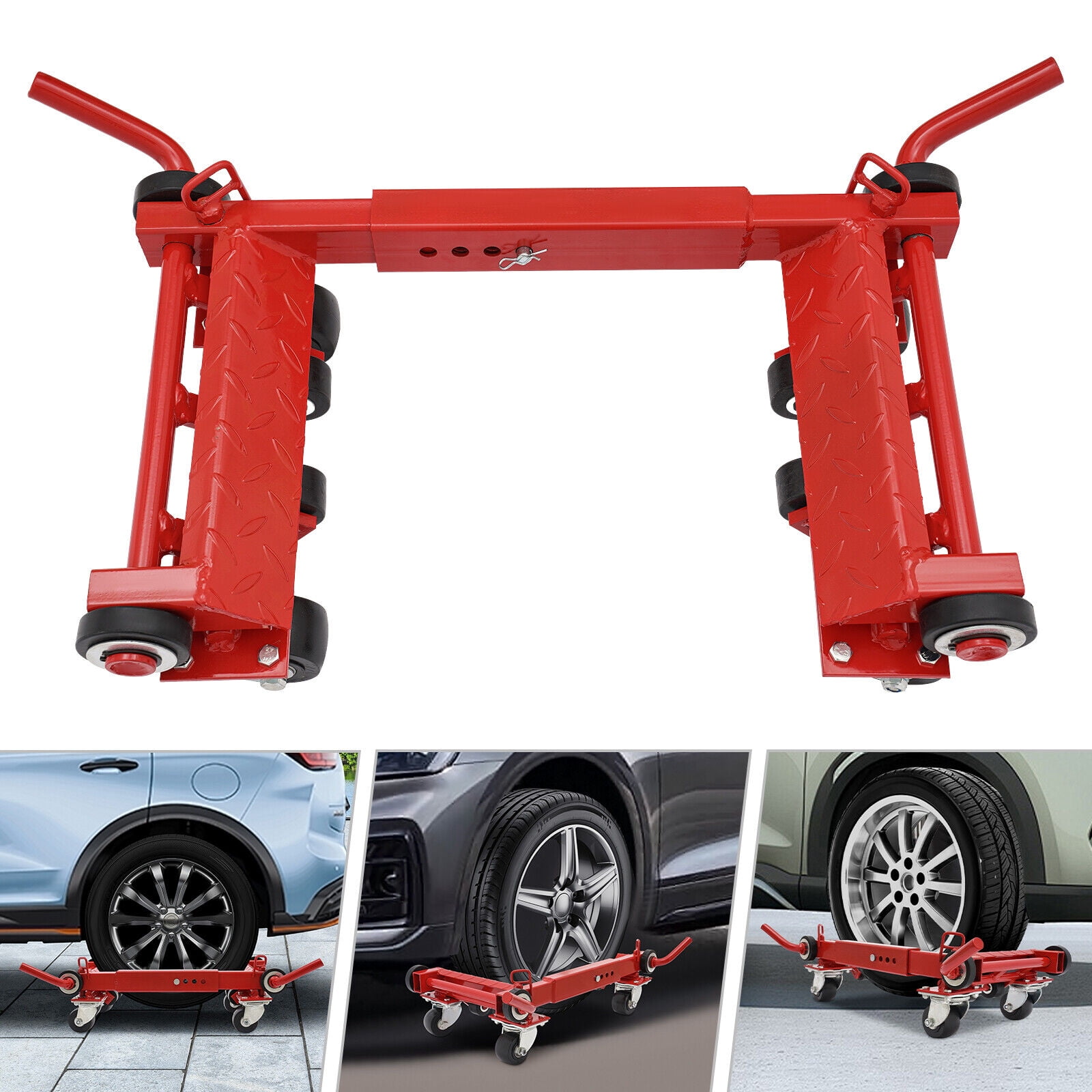 4 Wheel Car Dolly, Lever Type Car Moving Dolly, 2,200 lb Track Dolly, 4 ...