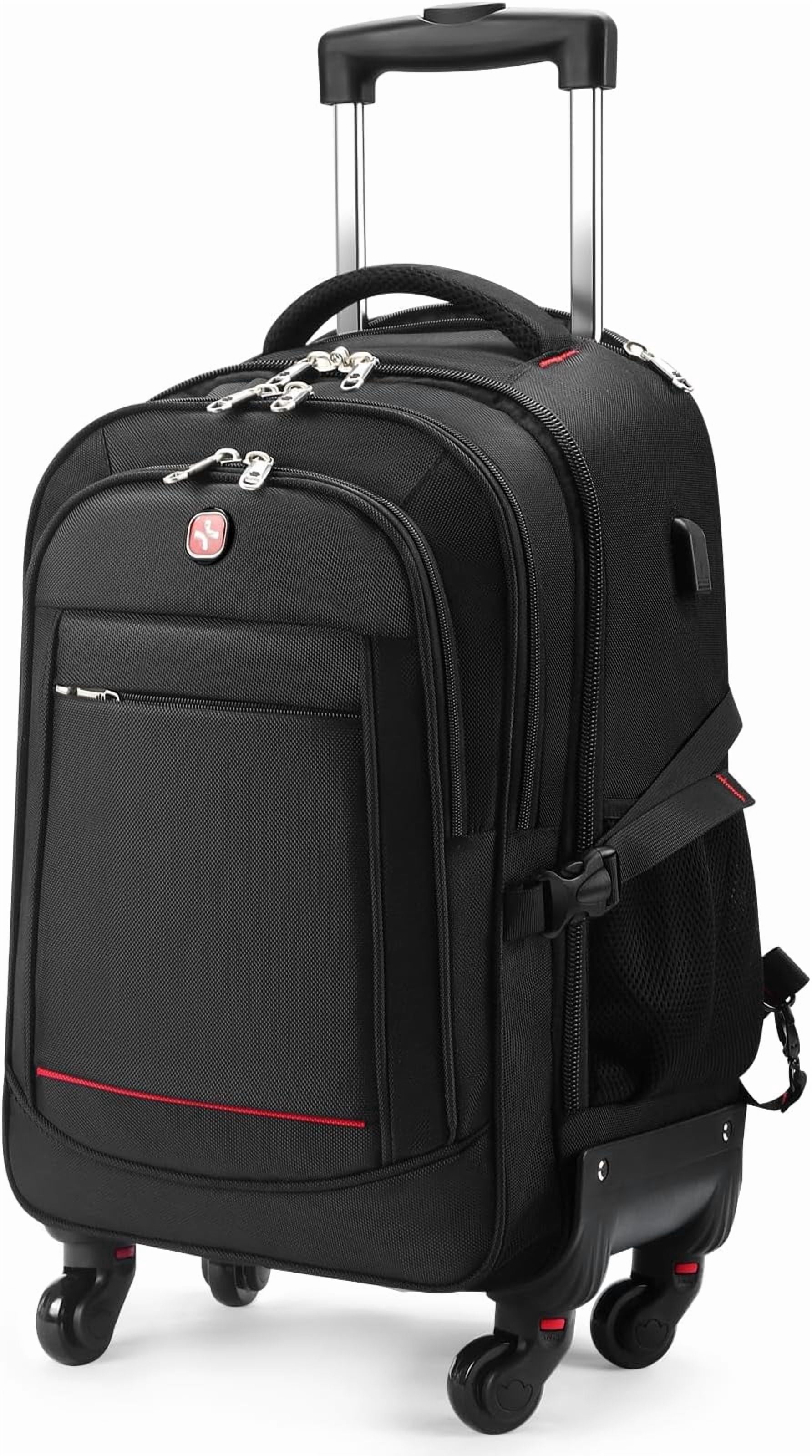 4-Wheel Checked Rolling Backpack Extra-Large Roller Travel Laptop ...