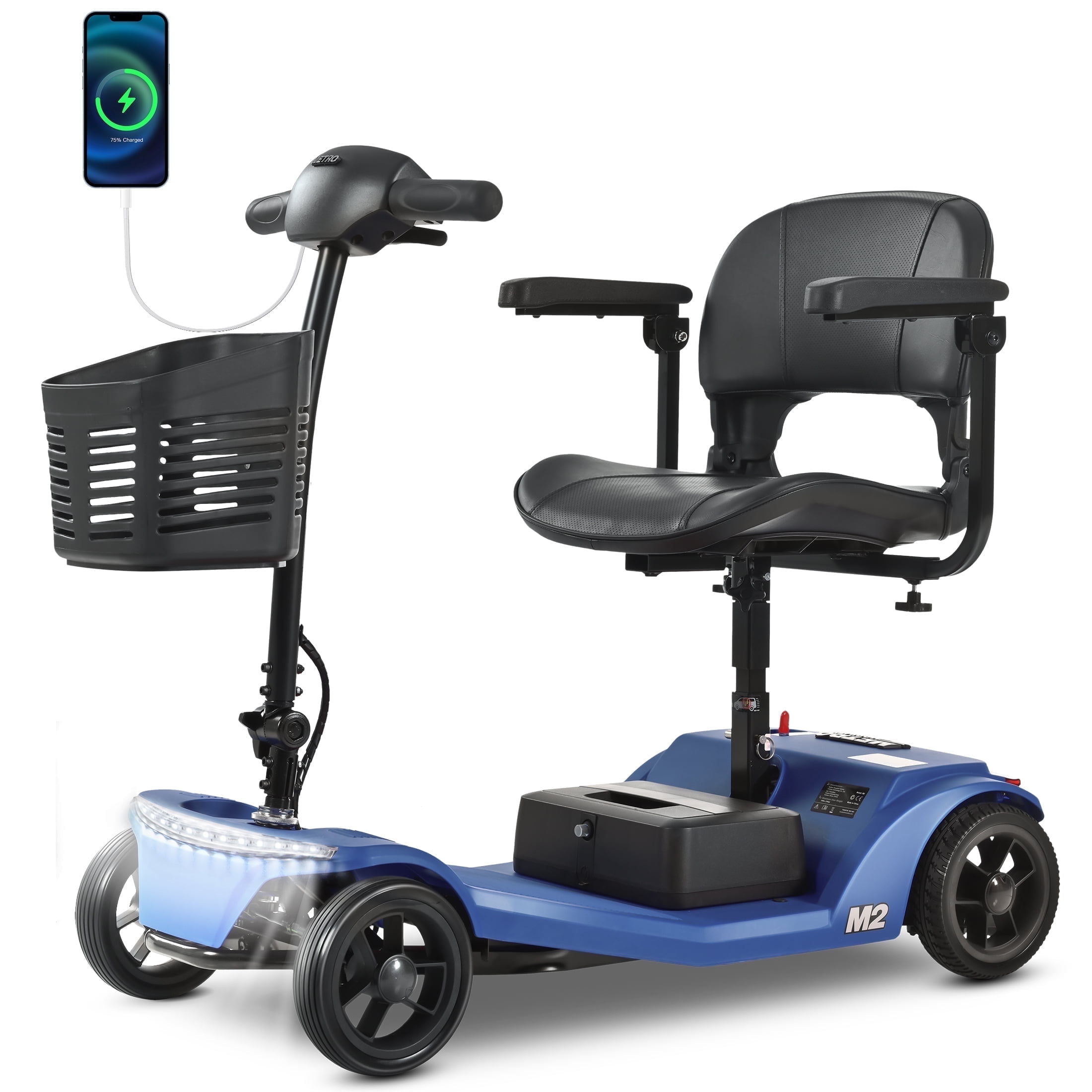 Segmart Foldable Mobility Scooter for Adults, Portable, 265LBS, Blue ...