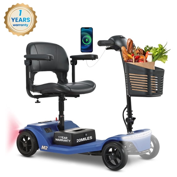 Segmart Foldable Mobility Scooter for Adults, Portable, 265LBS, Blue ...