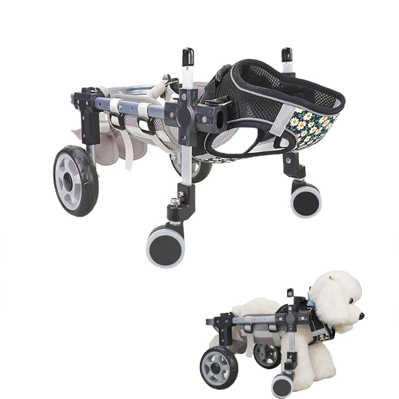 4-Wheel Dog Wheelchair for Little, Medium, Large Pets, Adjustable Pets ...