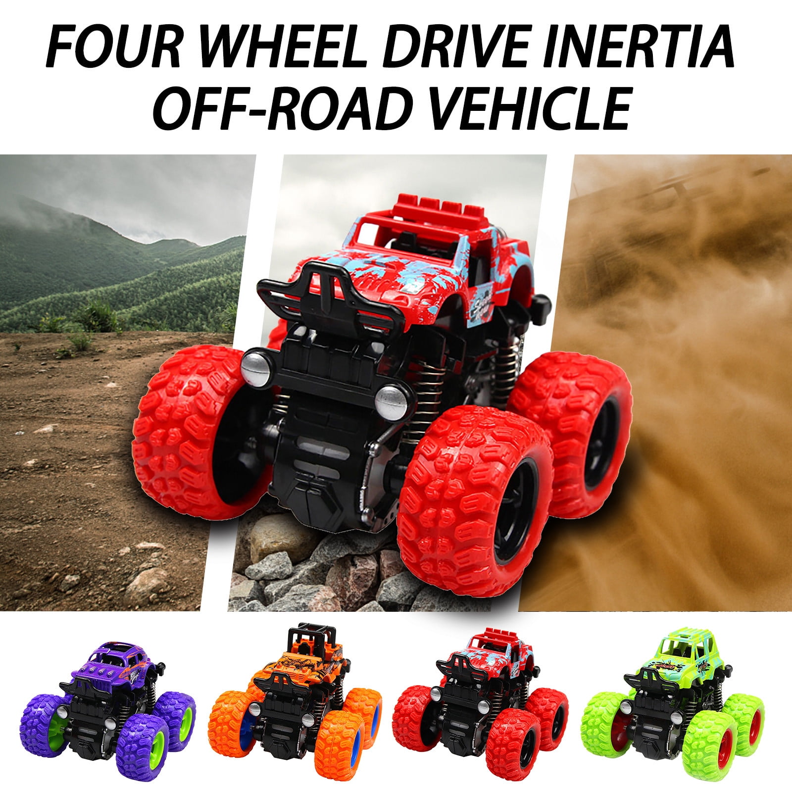 4-Wheel Drive Pull Back Off-Road Car Toy for Kids - 9x8x7.5cm Mini ...