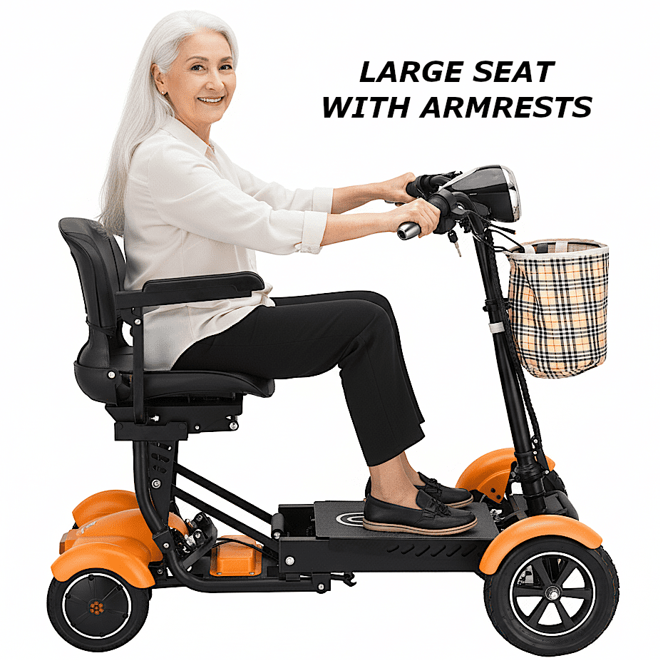 4 Wheel Electric Motorized Mobility Scooter, Strong Double Motors Wide ...
