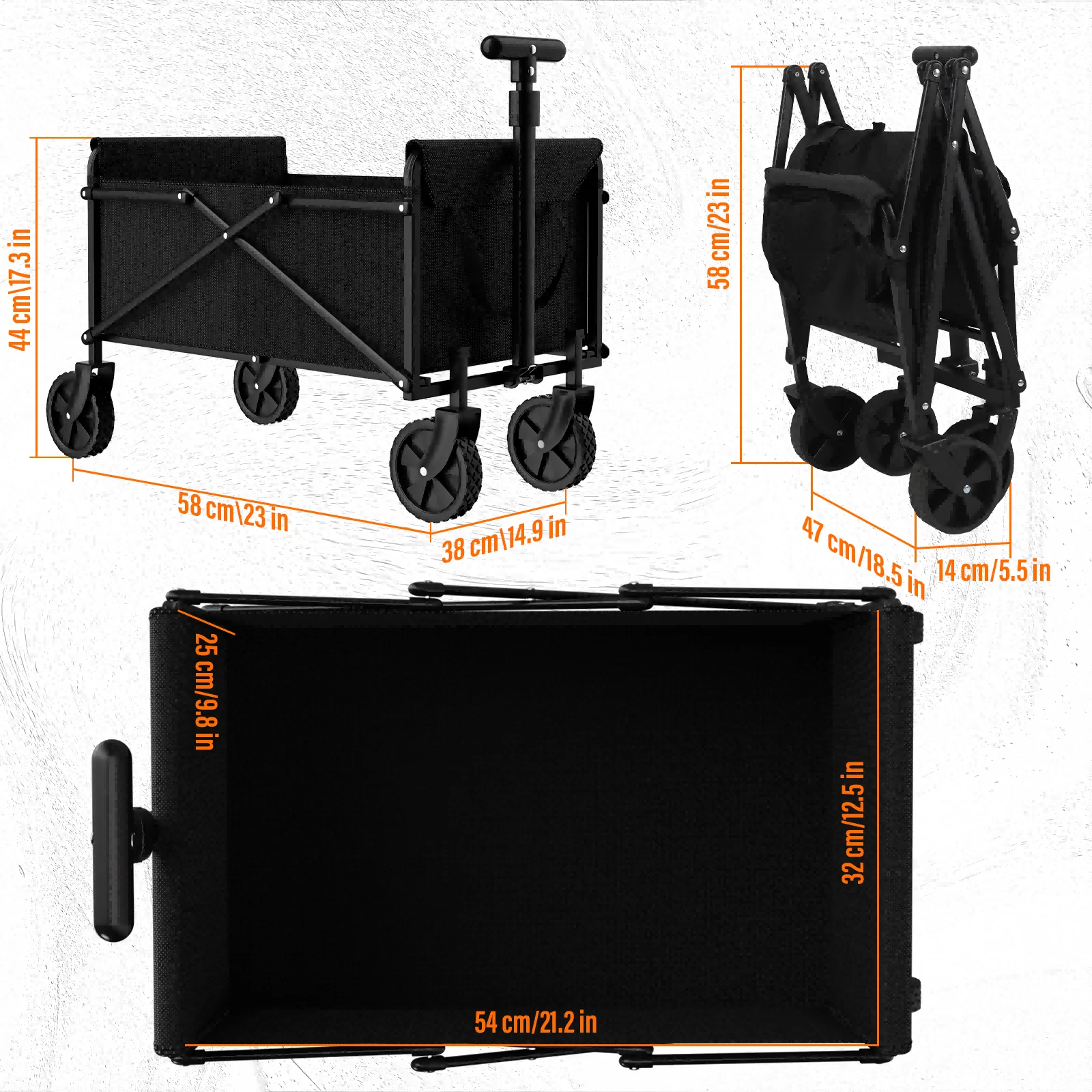 4-Wheel Foldable Garden Handcart | Heavy-Duty Cargo Transport w/ One ...