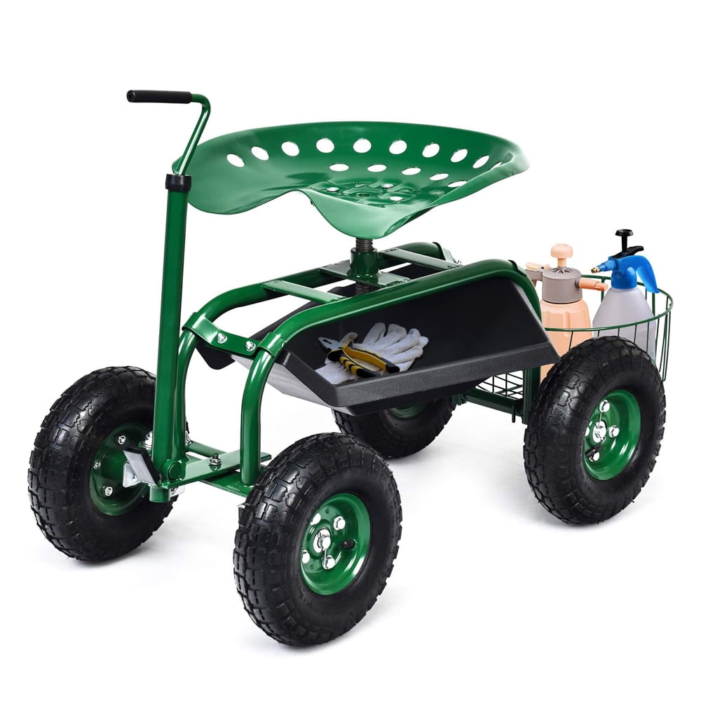 4-Wheel Gardening Workseat,Garden Cart, Swivel Seat, Garden Utility ...