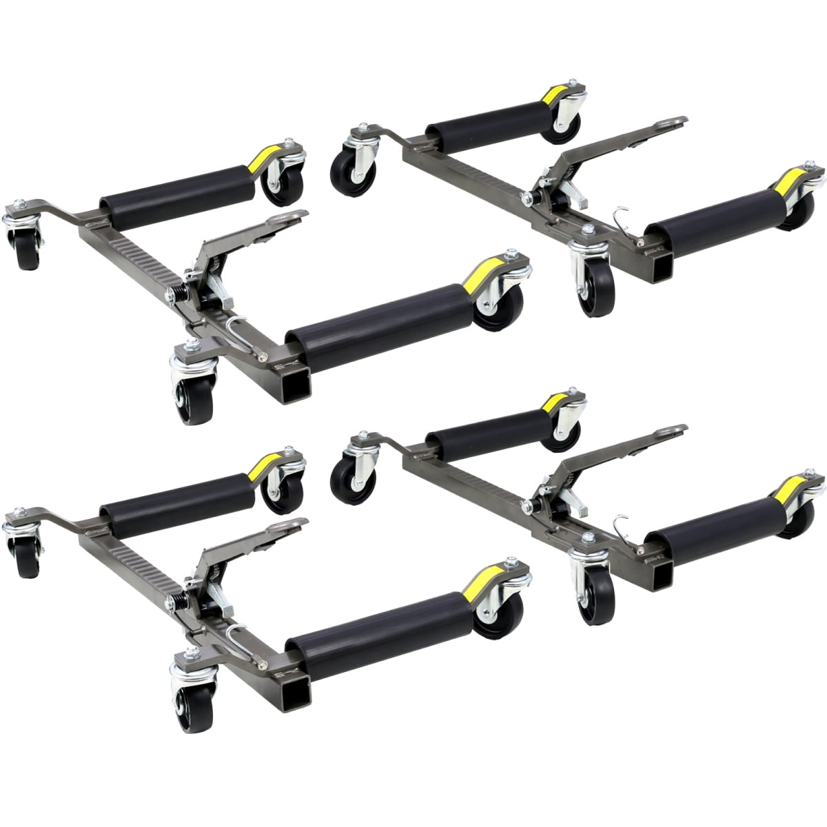 4-Wheel Hydraulic Car Dolly with Ratcheting Foot Pedal Lift, 1250 lbs ...
