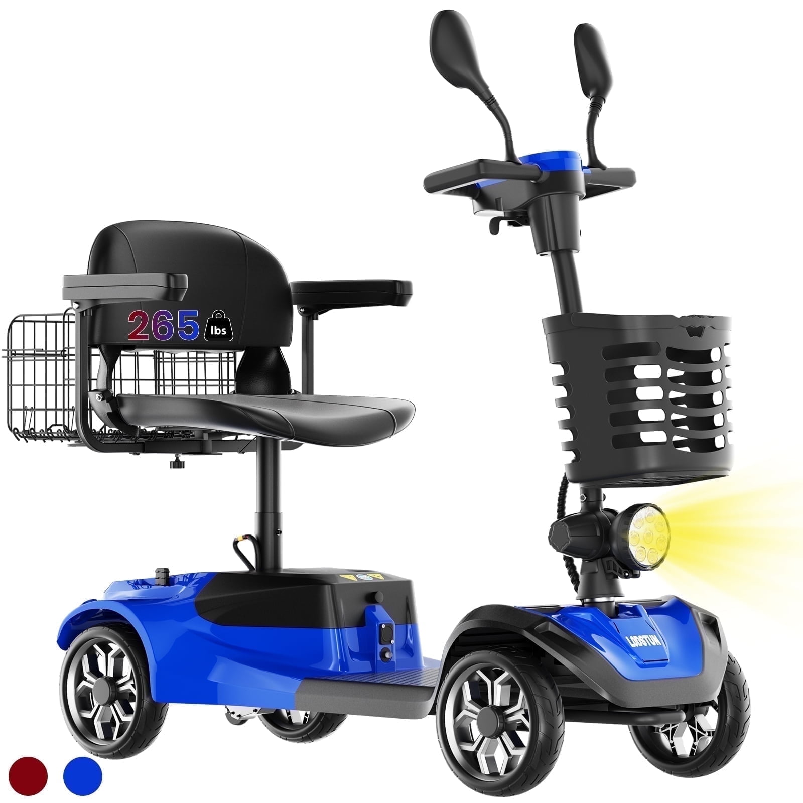 4-Wheel Mobility Scooter with 2 Mirrors,250W Electric Powered ...