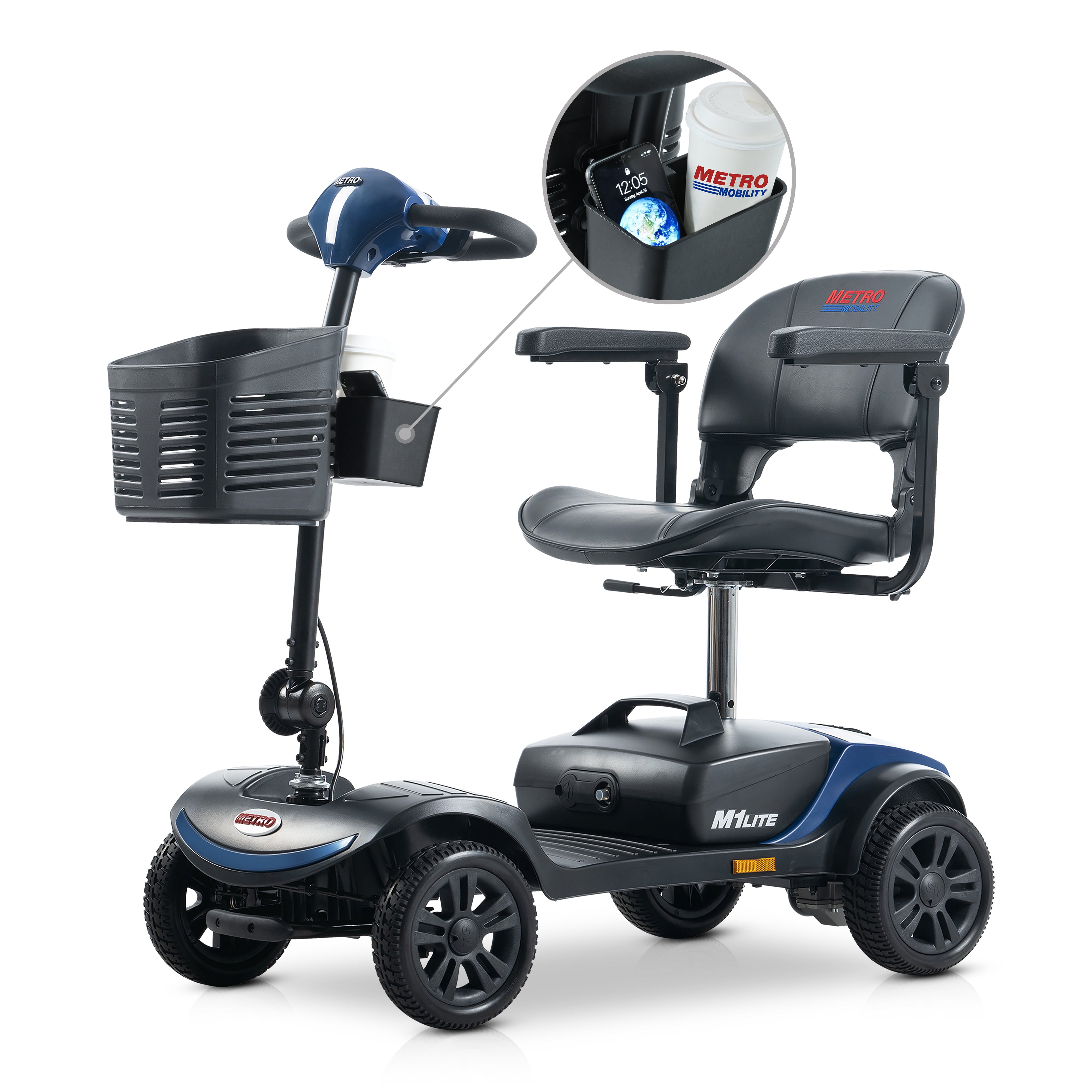 4-Wheel Mobility Scooter, Folding Power Electric Scooter with Storage ...
