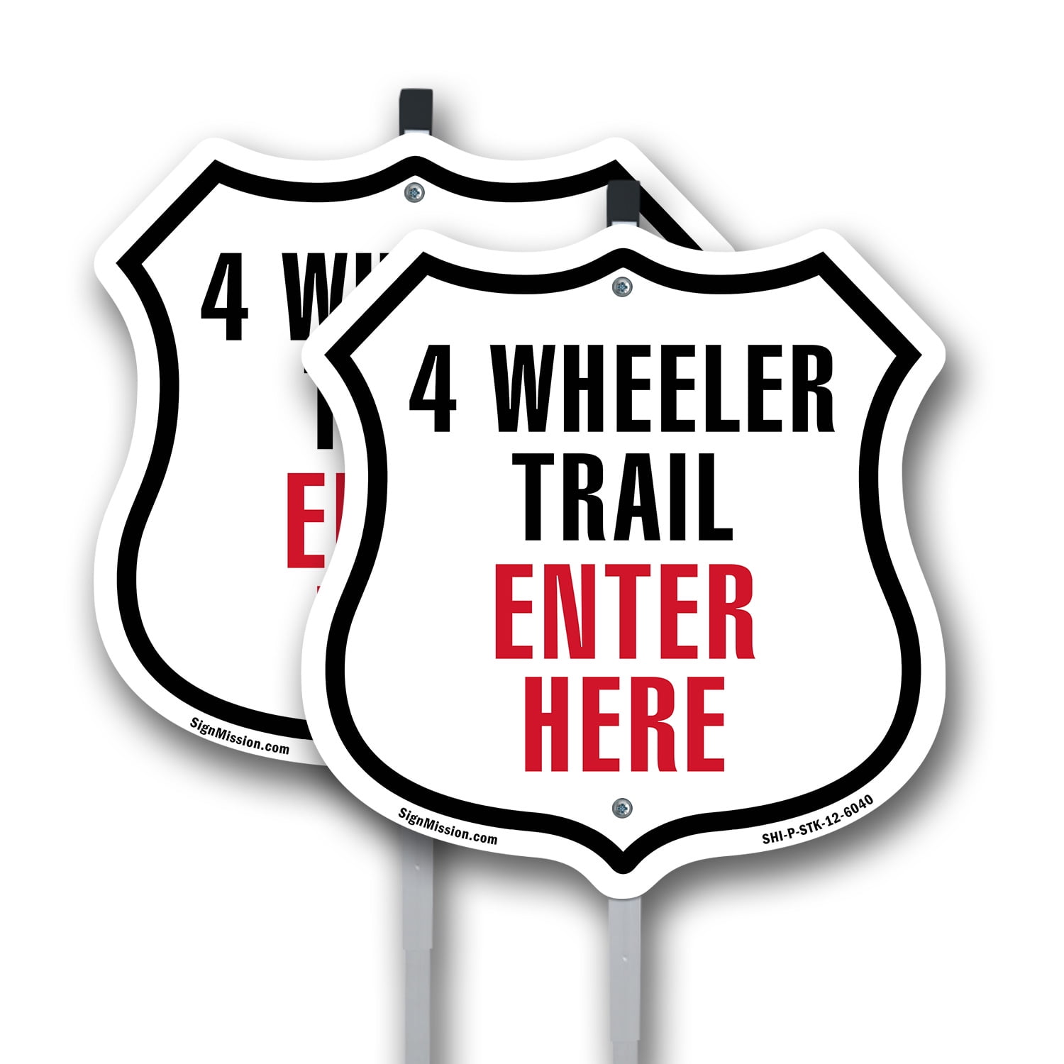 4-Wheeler Trail Enter here (2 Pack) 12 inch X 12 inch Shield Shaped ...