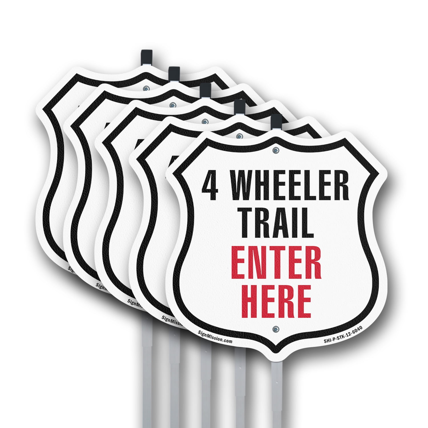 4-Wheeler Trail Enter here (5 Pack) 12 inch X 12 inch Shield Shaped ...