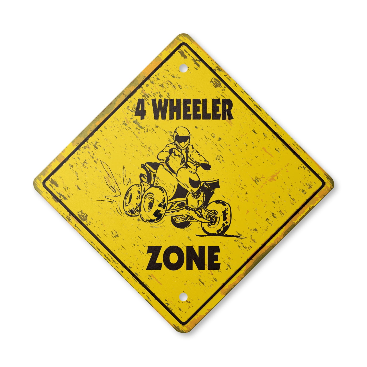 4 Wheeler Vintage Crossing Sign Zone Xing | Indoor/Outdoor Plastic | 14 ...