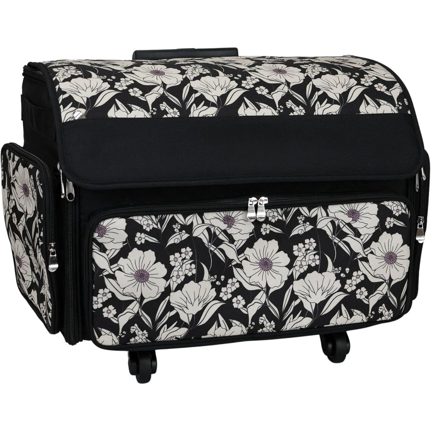 4 Wheels Collapsible Deluxe Sewing Machine Storage Case, Black ...
