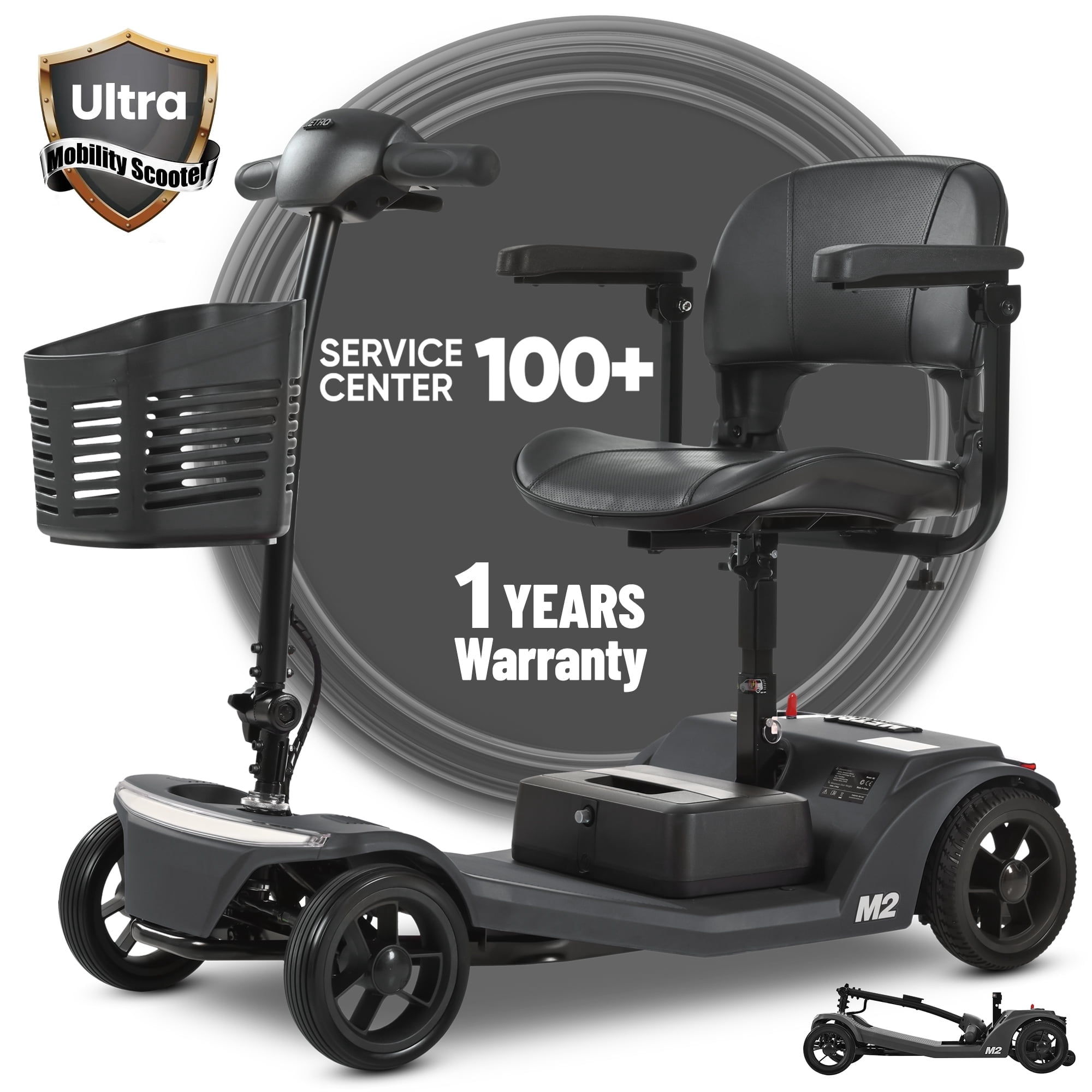 4-Wheel Foldable Mobility Scooter, SYNGAR 12V/12AH All-terrain Electric ...