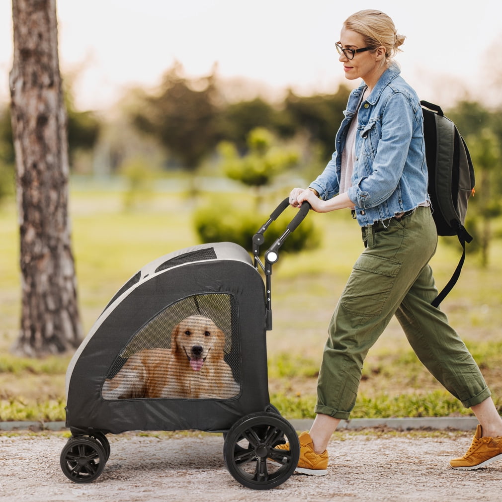4 Wheels Extra Large Pet Stroller for Medium to Large Dogs, Foldable ...