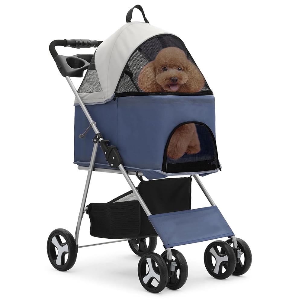 4-Wheels Folding Pet Stroller, Dog Jogging Stroller, Dog Stroller with ...