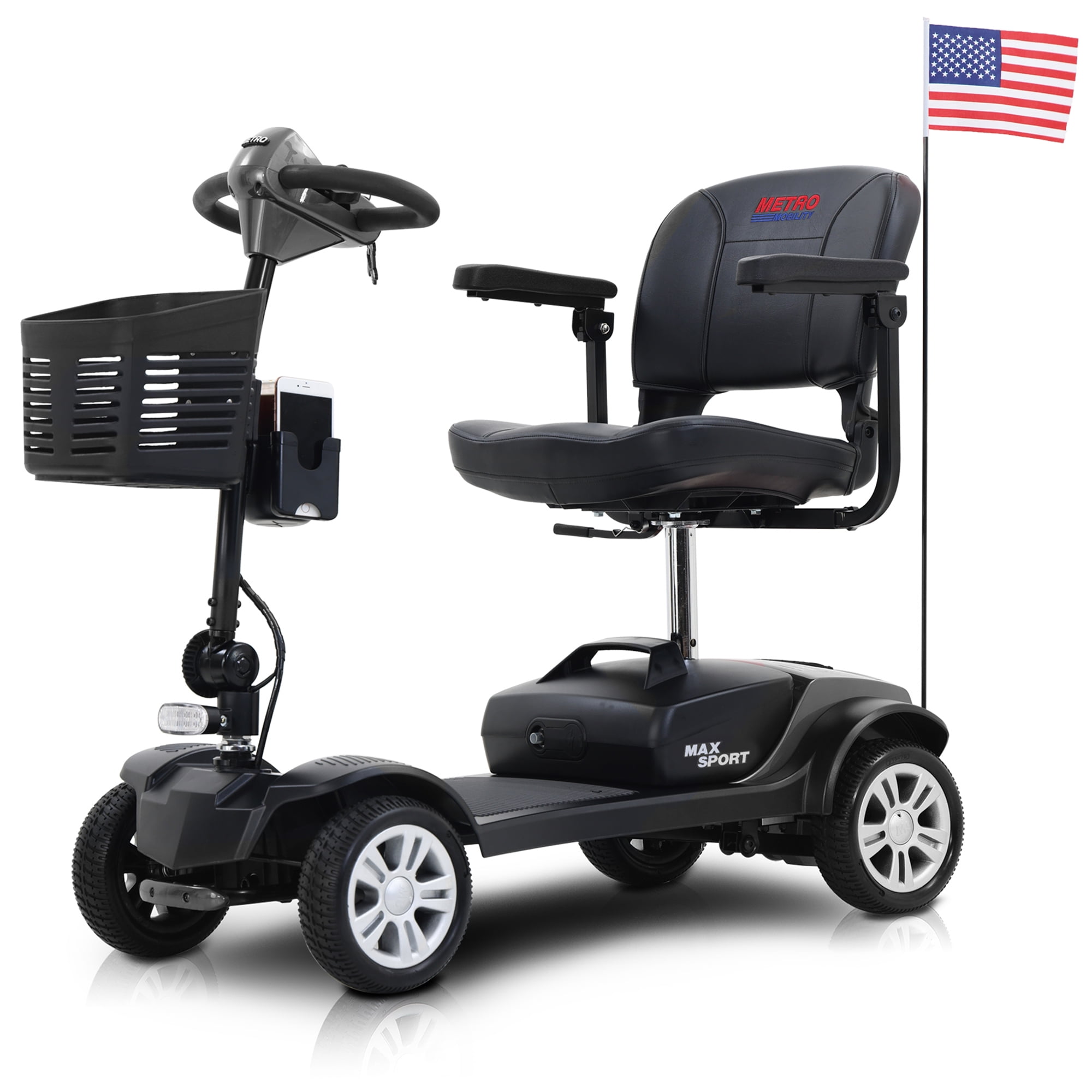 4 Wheels Mobility Scooter, Folding Lightweight Travel Mobility Scooter ...