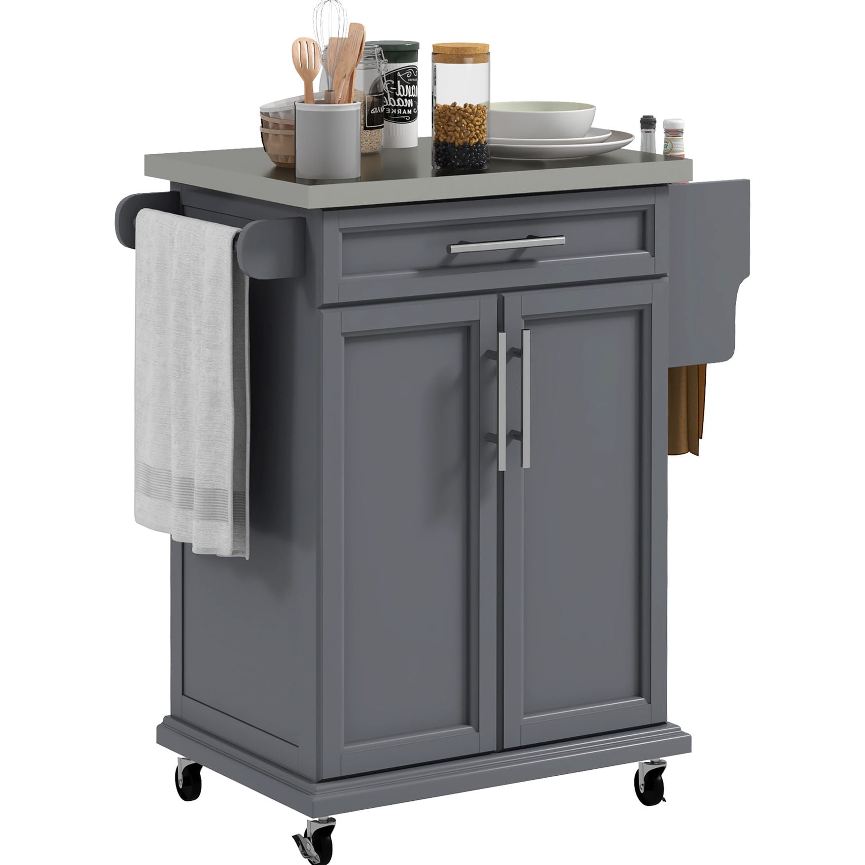 4 Wheels, Movable Design - Flexible Kitchen Trolley for Kitchen Tasks ...