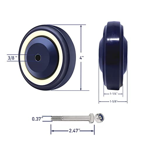 4" Wheels for Cart, 3/8" Axle Shopping Cart Replacement Wheels ...