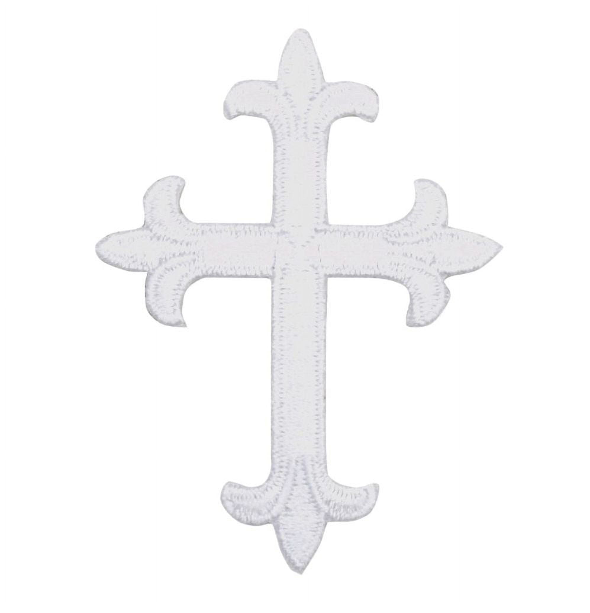 4" White Cross - Fleur De Lis - Religious - Iron On Applique ...
