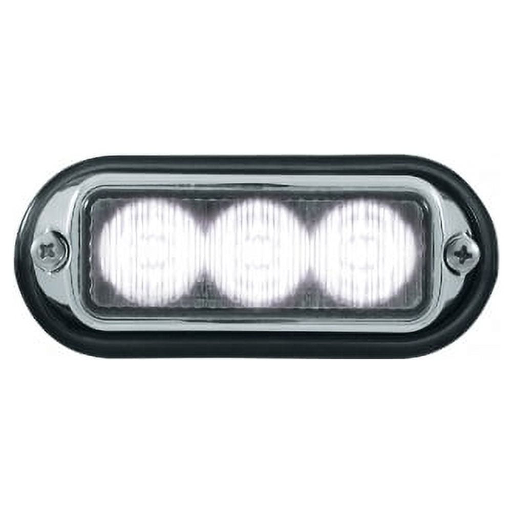 4" White High Power 3 LED Strobe Safety Warning Flasher Light / Chrome ...