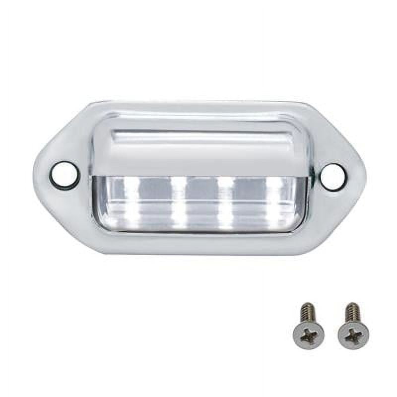 4 White LED Chrome License Plate Light/Utility Light Metal Housing ...