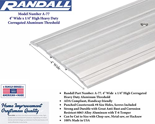 4" Wide x 1/4" High Corrugated Aluminum Threshold (8 FT [96 3/4"] Long ...