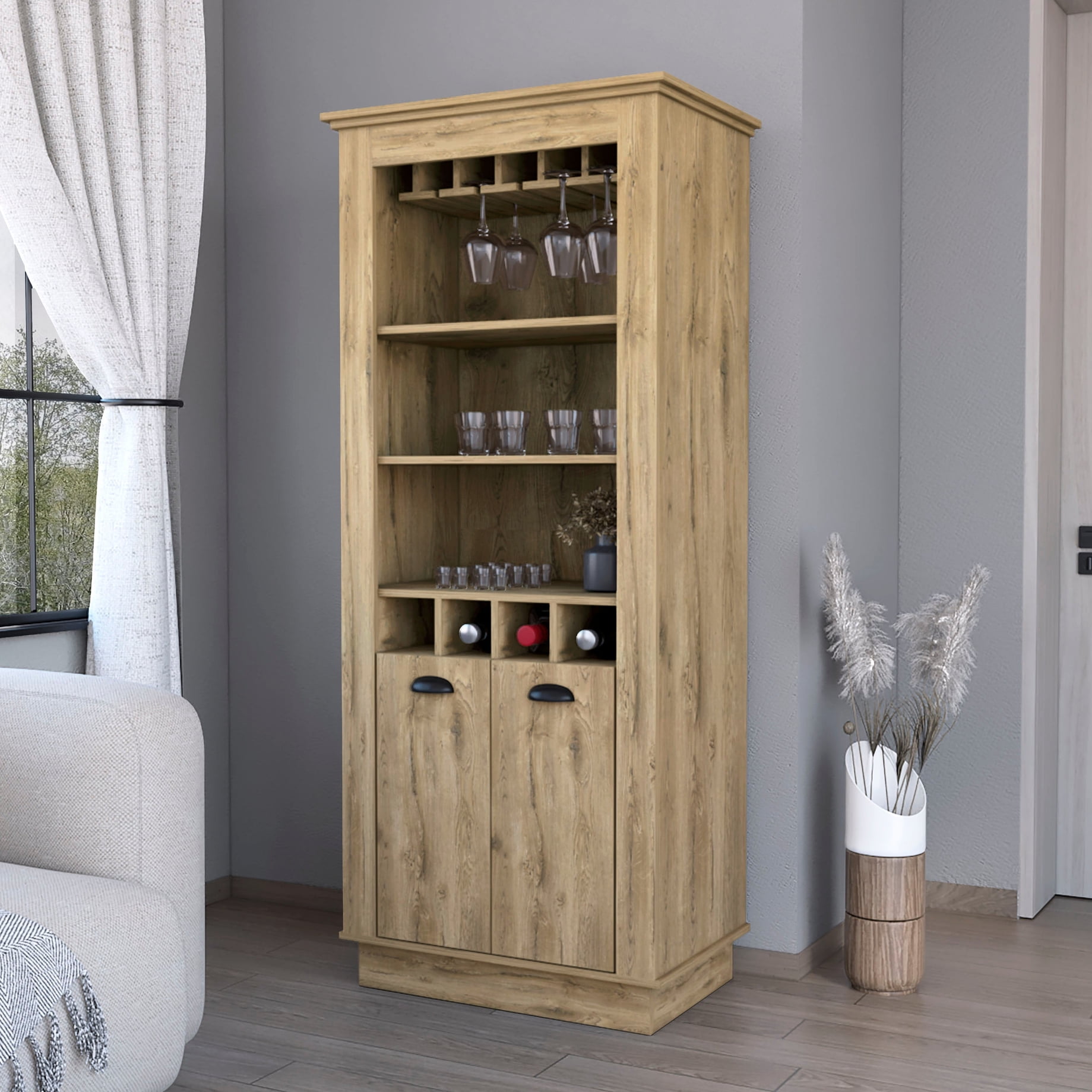 4 Wine Rack Cabinet With Display Options Stylish Bar Cabinet: 4-built ...