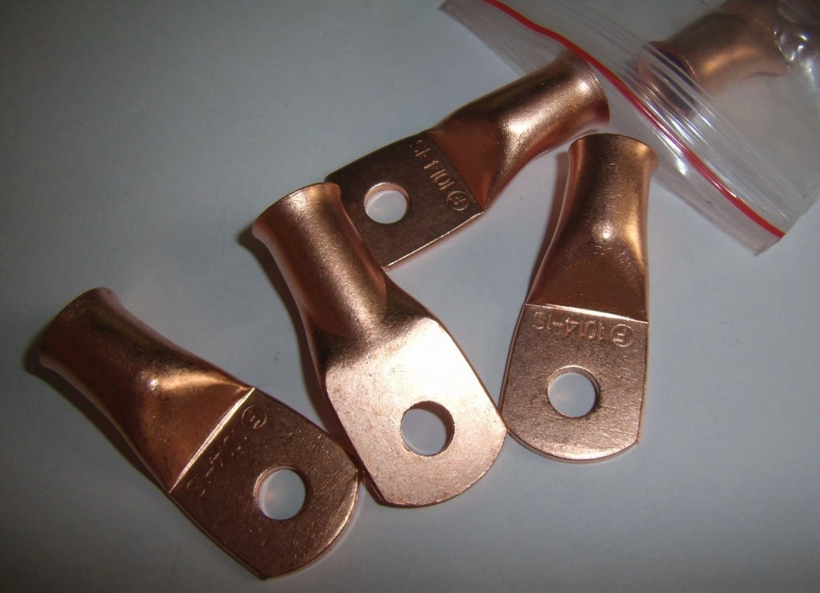 (4) Wire Ring Terminal Copper 1/0 Awg Gauge 1/4" Connectors Car Audio ...