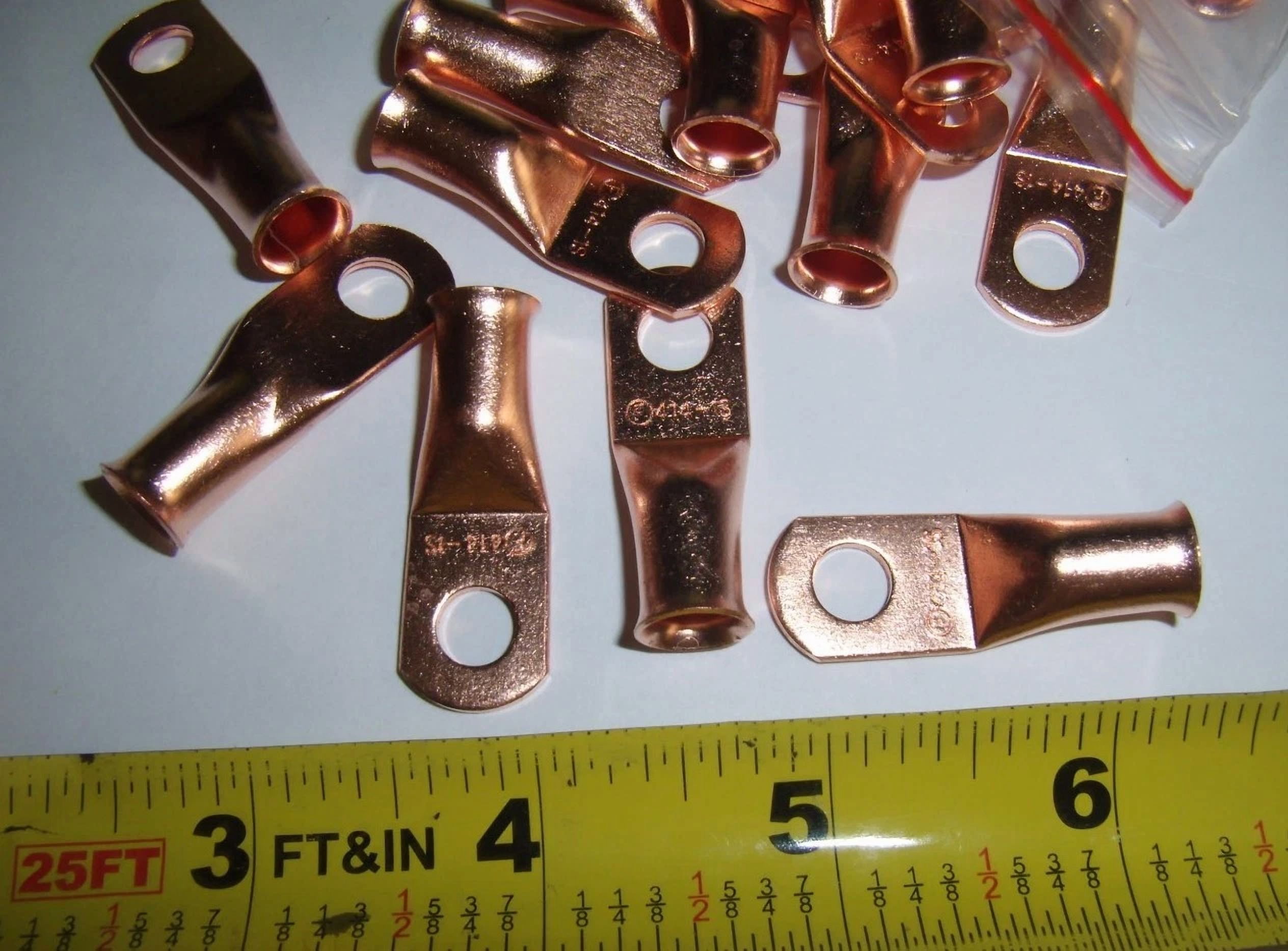 (4) Wire Ring Terminal Copper 4 Awg Gauge 1/4" Connectors Car Audio ...