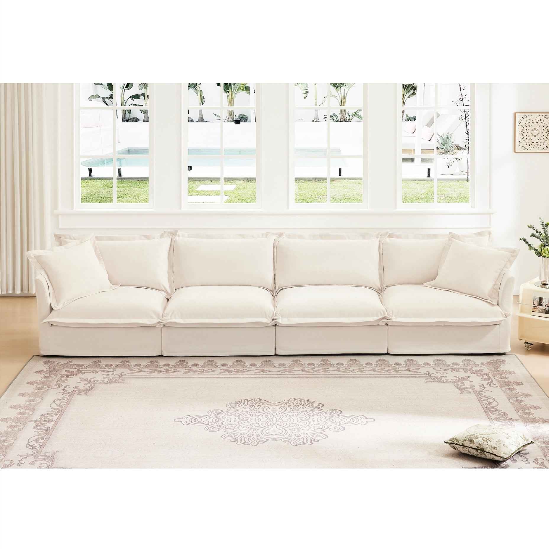 4 With Chenille, Cream Color, Removable Cover, Modern Flair Chenille ...