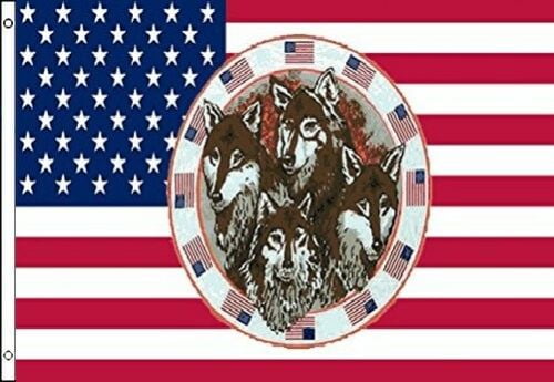 Trade Winds 4 Wolves Flag, USA Polyester Animal Country Banner, 3x5 ft ...