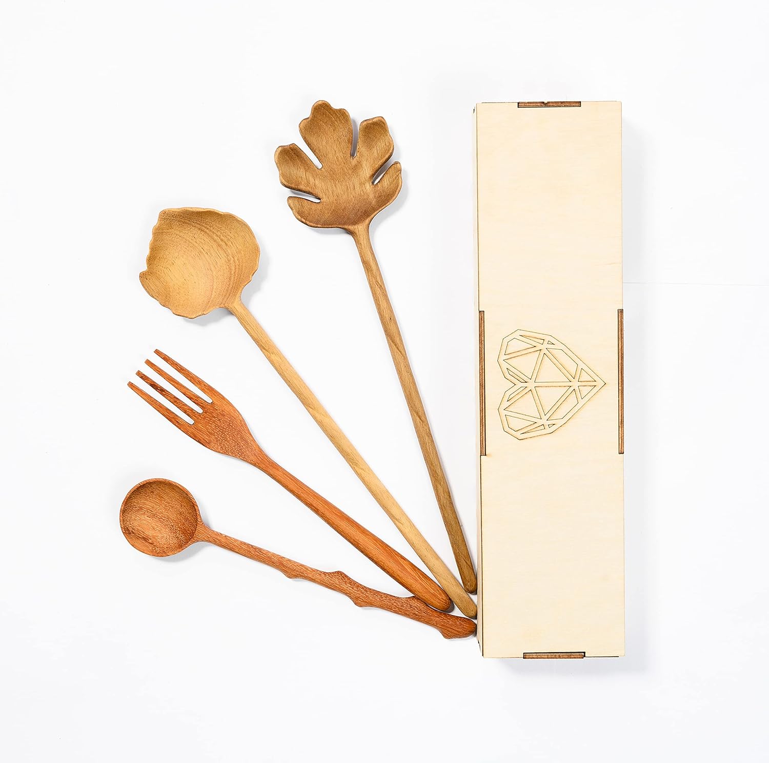 4 Wooden Spoons and Forks Set, Valentines Hostess Gifts for Women ...