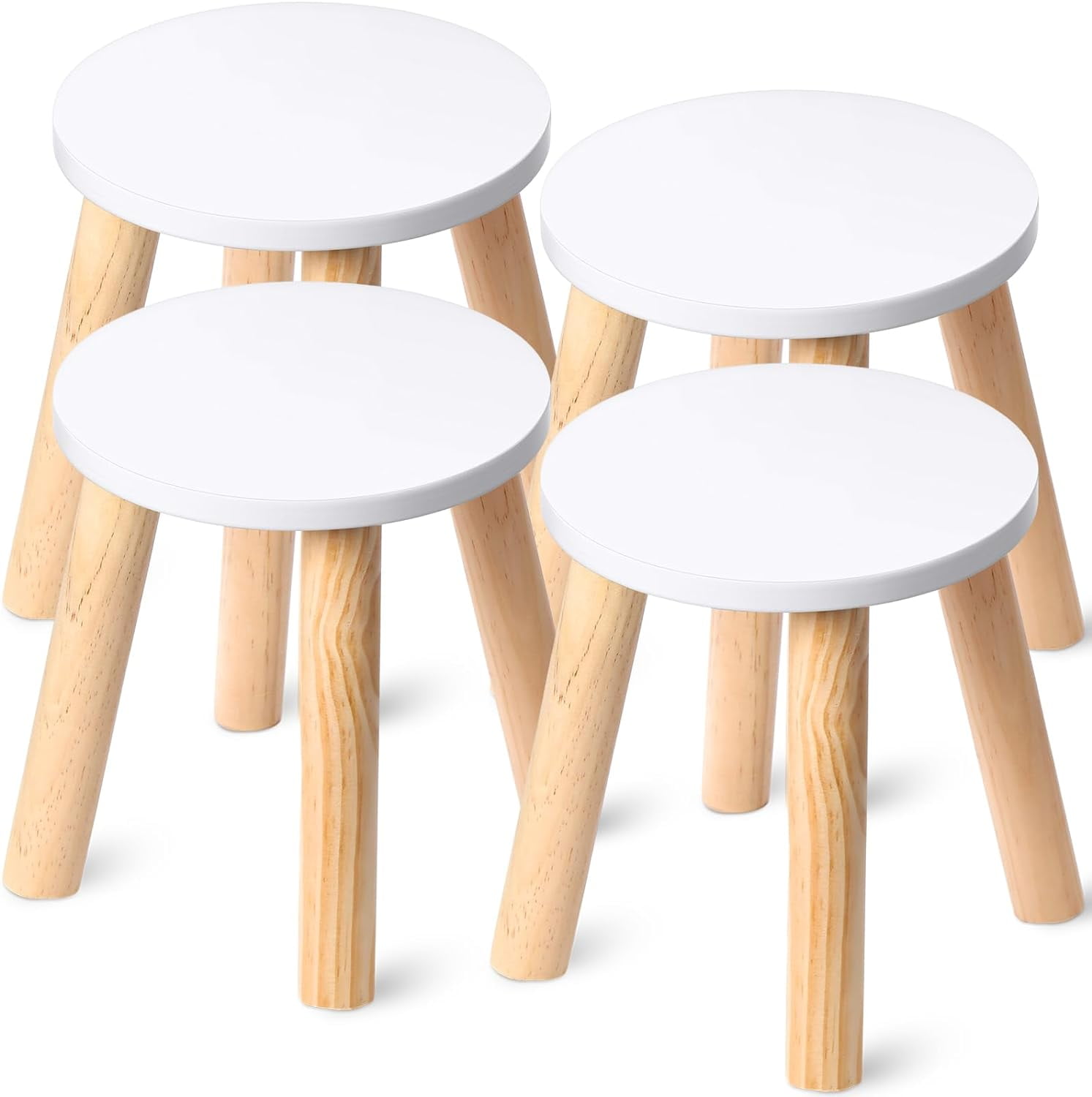 4 Wooden Stool Sitting 10.3 Inch 4 Legged Small Wooden Step Stool Solid ...