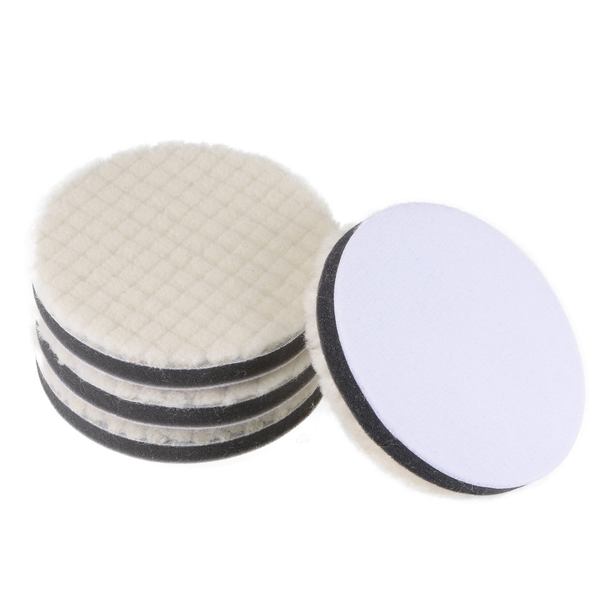 4" Wool Felt Sponge Polishing Pad Hook and Loop Buffing Wheel Medium ...